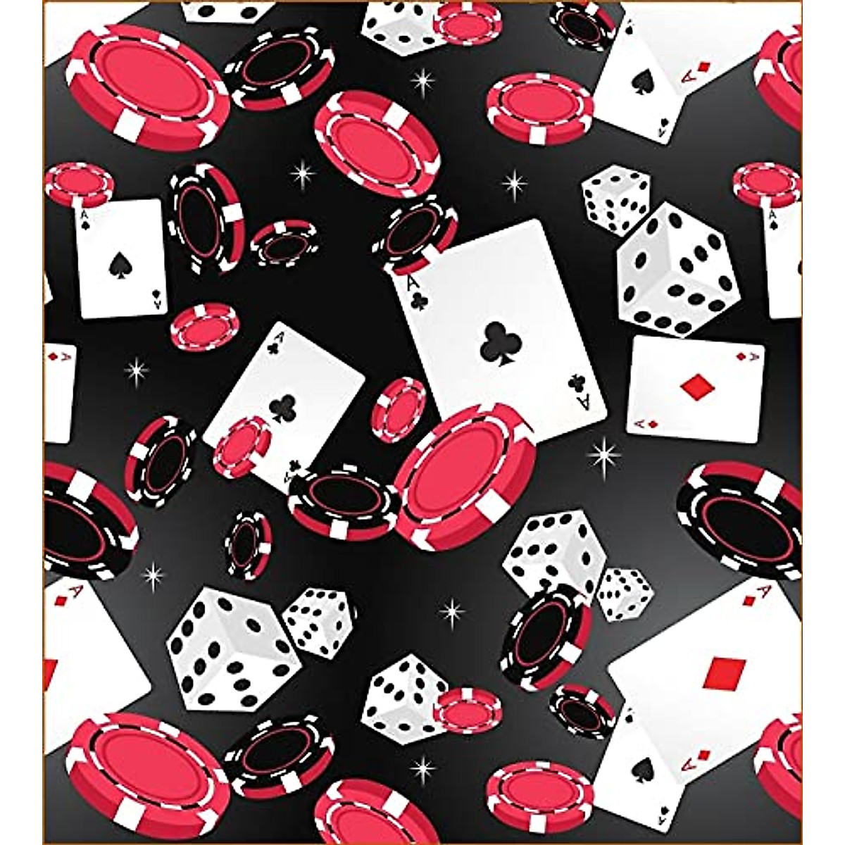 Alina Natetkova - Casino Fabric - Digital Card Poker Chip Dice Toss Black - David Textiles - By the Yard - Fabric for Crafts by Alina Natetkova