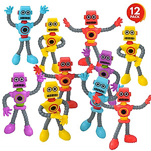 ArtCreativity Bendable Robot Figures, Set of 12 Flexible Men, Birthday Party Favors for Boys and Girls, Stress Relief Fidget Toys for Kids and Adults, Goody Bag Stuffers, Piñata Fillers