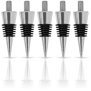 Classic Chrome Style Bottle Stopper with 3/8” x 16 tpi Threaded Post For Attaching Hand Made or Lathe Turned Handles … (5 Chrome Stoppers)
