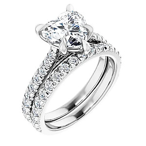 Solitaire Moissanite Engagement Ring Set, 2 CT Heart Cut Moissanite Diamond Bridal Wedding Ring Set for Women, Birthday Gift for Wife, VVS1 Colorless, 10K 14K 18K Solid Gold, 925 Silver