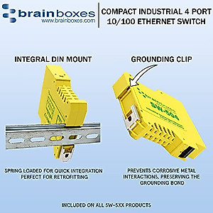 Brainboxes Switch - 4 Ports - DIN Rail mountable (SW-504)
