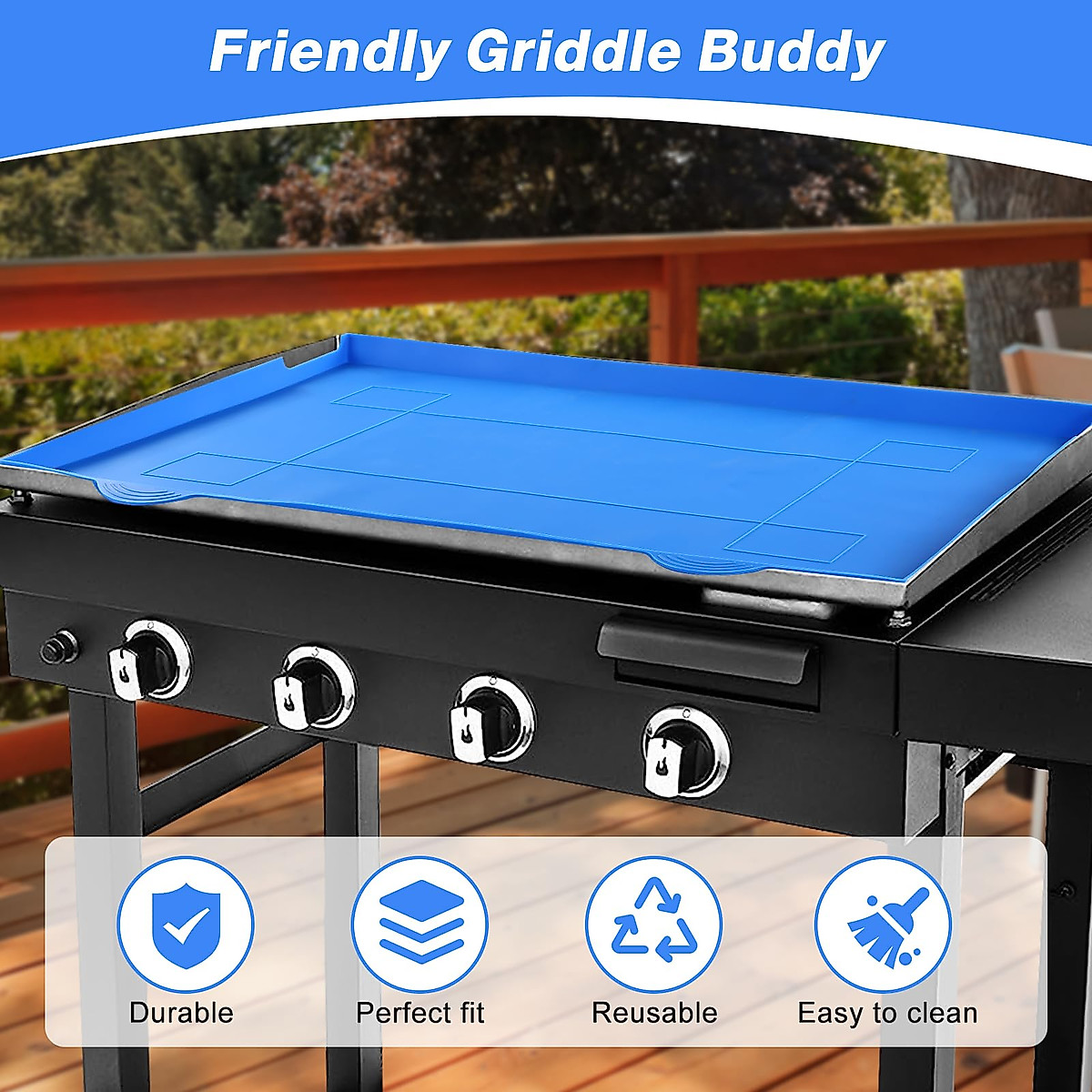 28" Silicone Griddle Mat for Blackstone Grill, Heavy Duty Food Grade Silicone Griddle Buddy Mat Top Cover for Blackstone Griddle Grill, Protect Griddle No Rust Dirt From Animal, Reusable Griddle Mat