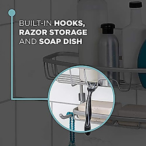 Zenna Home NeverRust Aluminum Extra Wide Hanging Shower Caddy, Satin Chrome