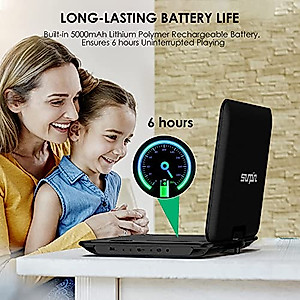 SUNPIN 17.9" Portable DVD Player with 15.6'' Large HD Swivel Screen, Screen Mirror Function, HDMI Input, Dolby Digital, 6 Hours Rechargeable Battery, Support USB and Multiple Disc Formats, Sync TV