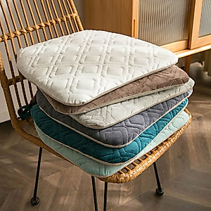 Set Of 1/2/4 Plush Chair Cushions, Thickened Dining Chair Cushion, Horseshoe-shaped Seat Cushion, Removable And Washable Dining Room Chair Pad With Ties/non-slip ( Color : Dark green , Size : 43x40cm(