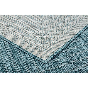 Adiva Rugs Outdoor Indoor Area Rug, Weather Resistant, Easy to Clean, Stain Resistant Floor Mat for Dining Room, Backyard, Deck, Patio (Aqua Weiss, 2' x 3')