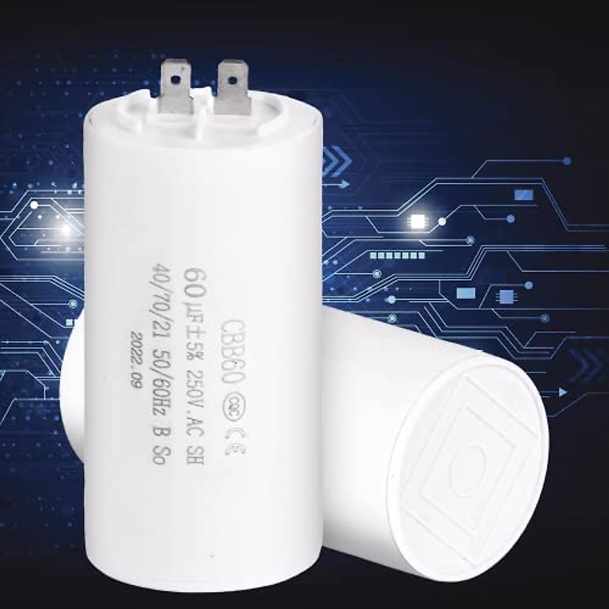 Watris Veiyi AC 250v 60μF CBB60 Run Capacitor, 50/60HZ Run Capacitor, Cylinder Shaped Motor Start Capacitor for Motor Cool/Heat Pump Washing Machine, AC Capacitor