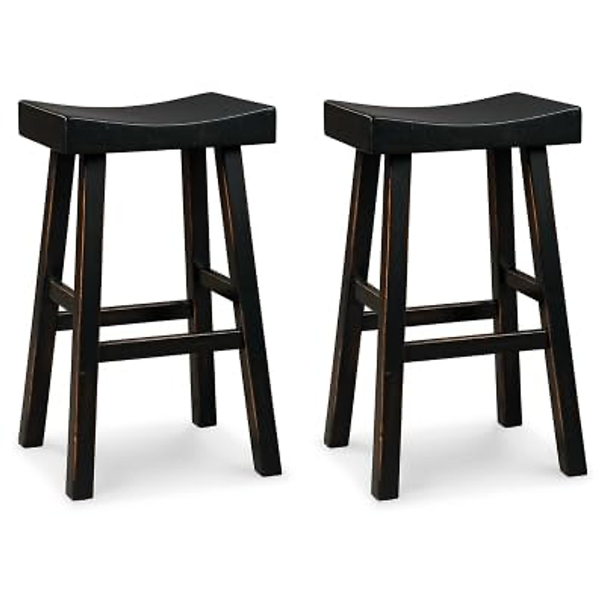 Signature Design by Ashley Glosco 31" Pub Height Wood Saddle Barstool, 2 Count, Black