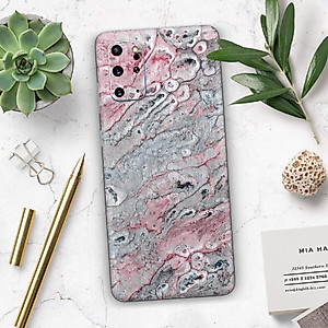DesignSkinz Abstract Wet Paint Subtle Pink and Gray Protective Vinyl Decal Wrap Skin Cover Compatible with The Samsung Galaxy S20 (Screen Trim & Back Glass Skin)