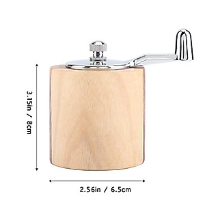 Wooden Pepper Grinder, Manual Peppercorn Spices Mill 2.56 * 3.15 Inch Wood Stainless Steel Ceramic Grinding Chili Herbs Crusher Tool with Long Crank