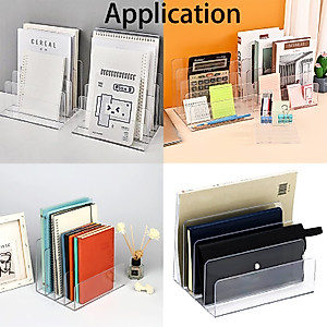 Halyuhn Acrylic Desk File Organizer, 4Sections Clear File Organizer for Desk, Letter Organizer Desktop, Acrylic Mail Organizer Countertop for Notebook, Document and Mail, File Holder for Desk,1Pcs