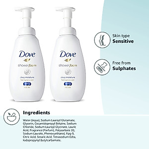 Dove Instant Foaming Body Wash for Soft, Smooth Skin Deep Moisture Cleanser That Effectively Washes Away Bacteria While Nourishing Your Skin,13.5 oz (Pack of 2)