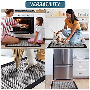 Cognitixx Kitchen Rugs, Non Skid Washable Kitchen Floor Rugs Absorbent Kitchen Mats with Rubber Backing, Durable Woven Floor Mats for Kitchen, Home, Farmhouse, Front of Sink (Black, 20" x 32")