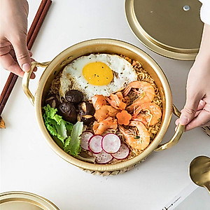 XICHENGSHIDAI Yellow Aluminum Pot South Korea Stretched Noodles Pot Instant Noodles Super Popular cooker-20cm/7.9inch