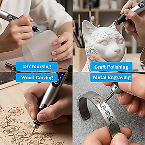 USB Rechargable Engraving Machines With 35bits,Mini Electric Engraver Etching Pen Cordless Rotary Tools Engraved Jewelry Glass Stone Metal Plastic Wood Resin