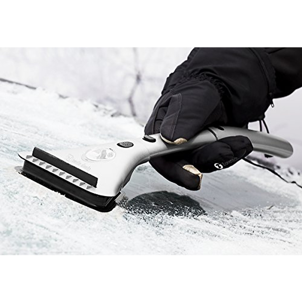Zento Deals Heated Car Window Snow/Ice Scraper with Light - Extendable 12V LED Light with 15.8 feet Long Cord
