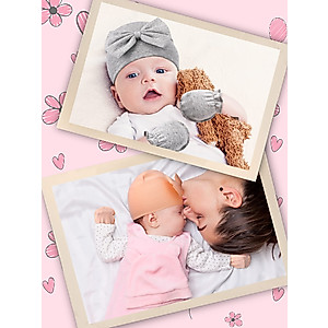 12 Pieces Newborn Baby Hats Mittens Set Bow Beanie Cap Cotton Glove for 0-6 Baby (Vivid Colors)