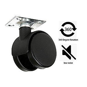 ShineIn Black Plastic 1.5 inch Plate Casters Furniture Wheels Replacement Set of 4 with 16 Screws