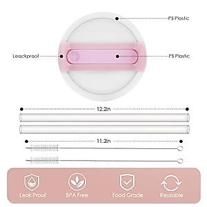 2 Pcs Replacement Lids For Stanley Cup 40 Oz Tumbler, Silicone Spill Stopper 4Pcs Set For H2.0 Stanley, Silicone Cup Lid Dust Cover With Straw Lid Cap 1 Pcs, 4 Pcs Long Reusable Stanley Straw (pink)