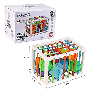 Ingooood Baby Sensory Bin Shape Sorting Toys Preschool Toys & Early Development Activity Toys for Babies and Toddlers Ages 10 Months and Up (12pcs)