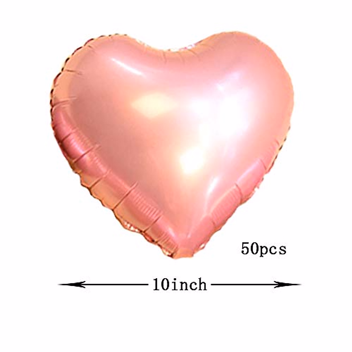 AnnoDeel 50 pcs 10inch Rose Gold Heart Balloons, Mylar Heart Foil Balloons for Birthday Wedding LOVE Valentine's Day Party Decorations.