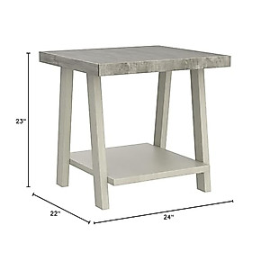 Roundhill Furniture Athens Contemporary Two-Tone Wood Shelf End Table, Weathered Gray and Beige