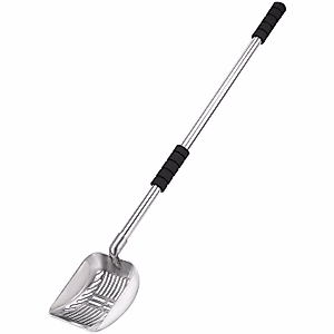 Yangbaga Metal Cat Litter Scoop with Deep Shovel&Long Handle,Detachable Stainless Steel Non-Stick Litter Sifter with Foam Padded Grip, No Bending Back Heavy Duty Cat Litter Scooper