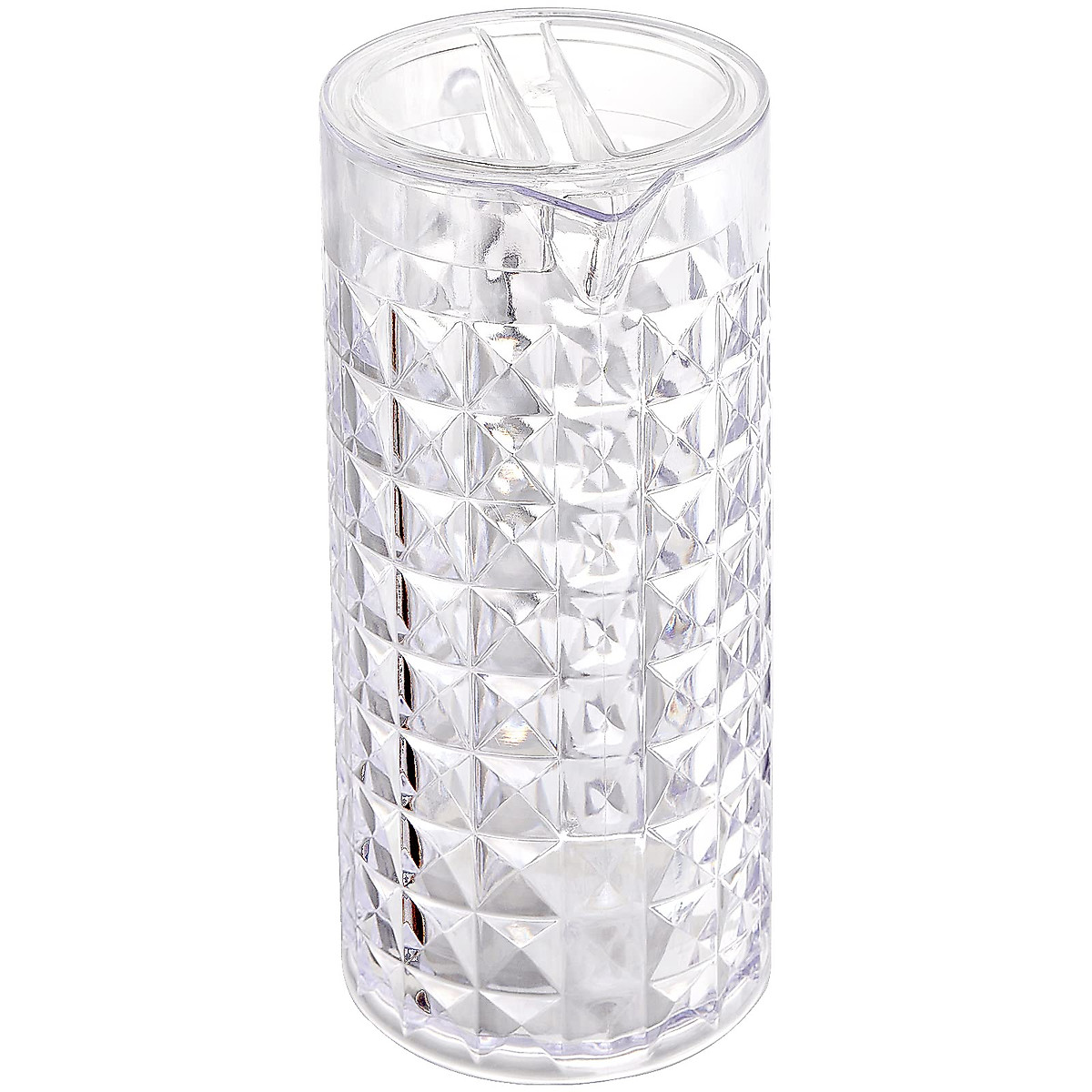 AVLA 2 Pack Acrylic Pitcher, 42 OZ Clear Water Container with Lid, Drink Beverage Fridge Jug, BPA-Free, Shatter-Proof, for Iced Tea, Sangria, Lemonade, Juice, Milk, Premium Quality, Diamond Pattern