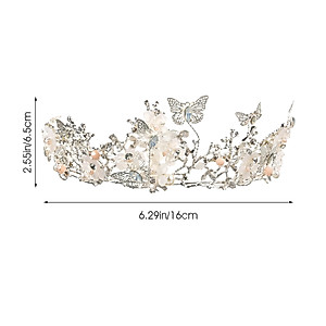Butterfly Tiara Baroque Wedding Crown Butterflies Flowers Bridal Baroque Queen Crown Crystal Birthday Tiara Bridal Headpiece for Women and Girls