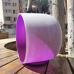 Hye-eun 8 Inch B Note Purple Quartz Crystal Singing Bowl Crown Chakra Sound Healing With Carrying Case for Yoga