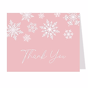 Baby It Is Cold Outside Girl Thank You Cards Winter Snowflake Notes With Envelopes (24 Count)