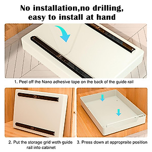 Jolitac 1 Pack Pull Out Cabinet Organizer with Adhesive Nano Film Heavy Duty Storage and Organization Slide Out Pantry Shelves for Kitchen, Bathroom and Living Room (9.8" Wide-16.9" Deep)