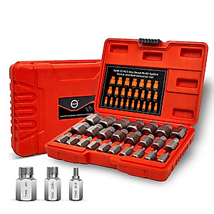AKM 25Pcs Screw Extractor Set, Hex Head Multi-Spline Easy Out Bolt Extractor Set, Chrome Molybdenum Alloy Steel Rounded Bolt Remover