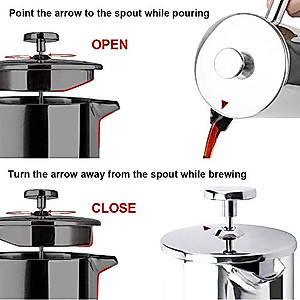 Secura French Press Coffee Maker, 304 Grade Stainless Steel Insulated Coffee Press with 2 Extra Screens, 12oz (0.35 Litre), Silver (SFP-12DS)