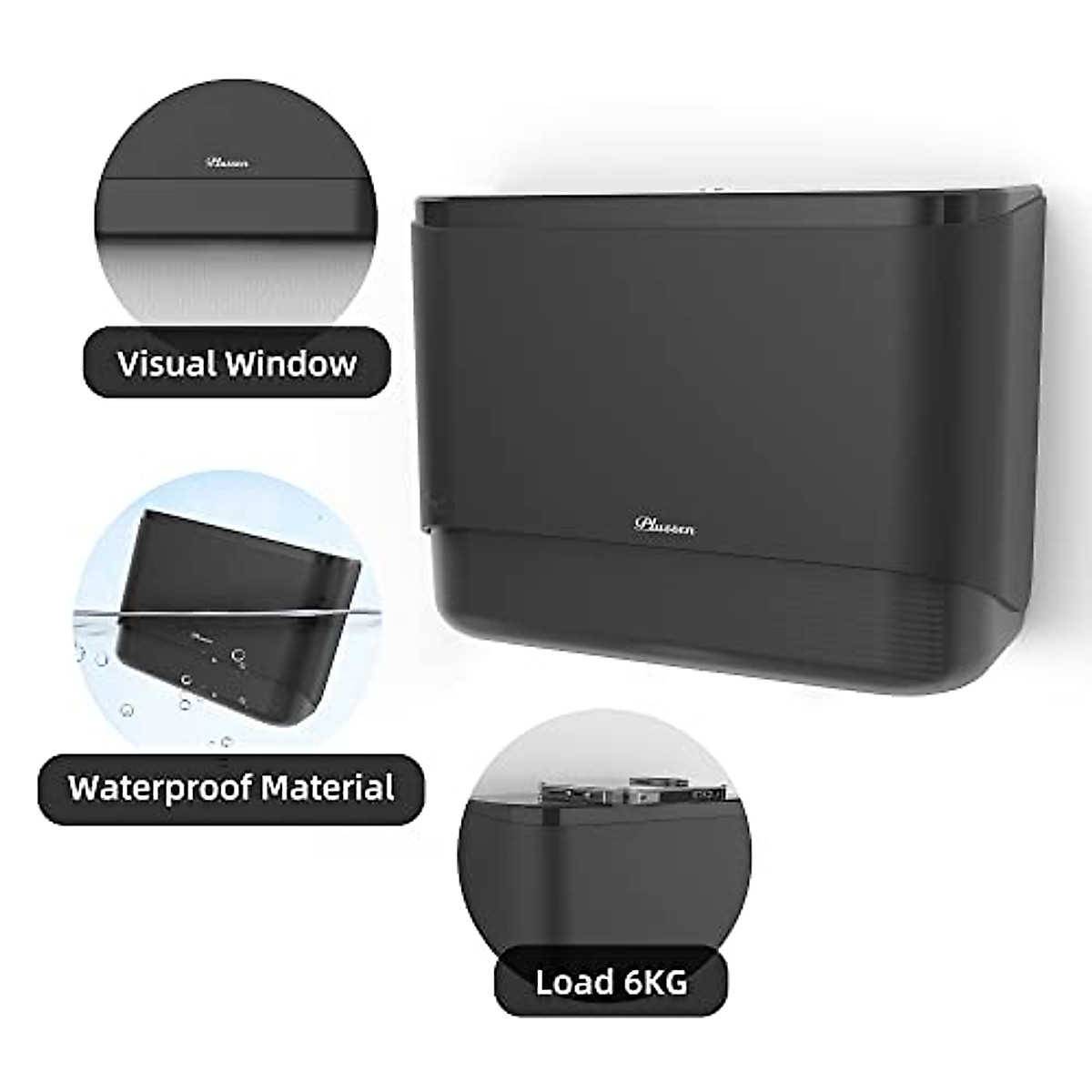 PLUSSEN Paper Towel Dispenser Wall Mount,Black Commercial Paper Towels Holder Dispensing Multi-Fold Trifold Tissue for Bathroom Kitchen Office