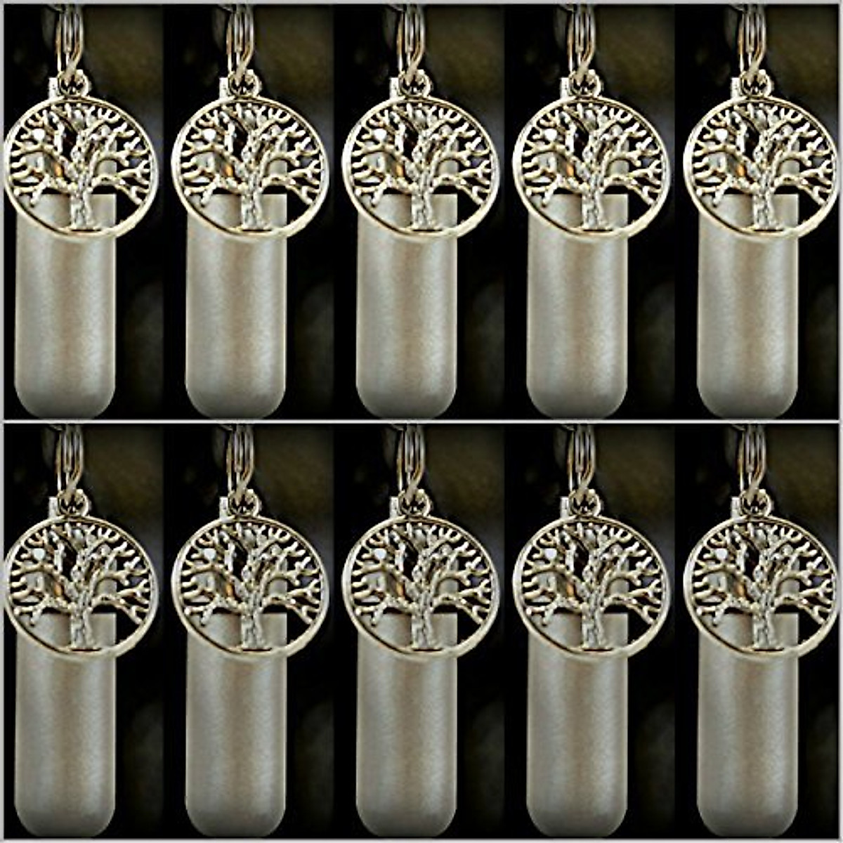 Wholesale Set of 10 - Tree of Life Personal Cremation Urn Keychain/Keepsakes with Velvet Pouches & Fill Kit