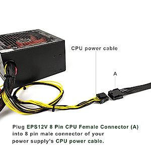 JZYMOD EPS12V CPU 8 Pin Female to CPU ATX 8 Pin and ATX 4 Pin Male Power Supply Extension Cable