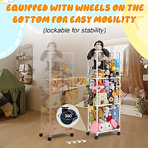 Stuffed Animal Zoo Storage, Extra Large Stuffed Animal Holder with Dust Cloth and Universal Wheels, Toy Storage Organizer, Plush Storage Organizer Shelf for Birthday Gift, Nursery Play Room Bedroom