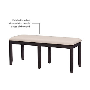 Linon Jordan Wood Backless Bench in Dark Charcoal Gray