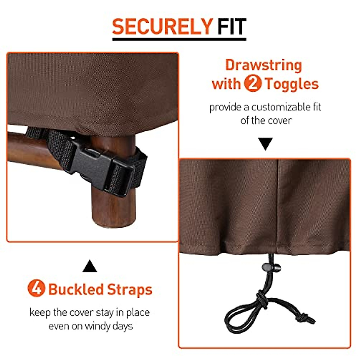 Arcedo Patio Furniture Cover, Waterproof Outdoor Round Table Chairs Set Cover, Heavy Duty Small Table Cover for Bistro Set, Dining Set and Fire Pit, All Weather Resistant, 62”Dia, Beige & Brown