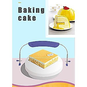 WAFJAMF Adjustable Cake Leveler Cutter, Professional Cake Slicer with Stainless Steel Wires and Handle for Leveling Tops of Layer Cakes Suitable for 10 Inch Cake
