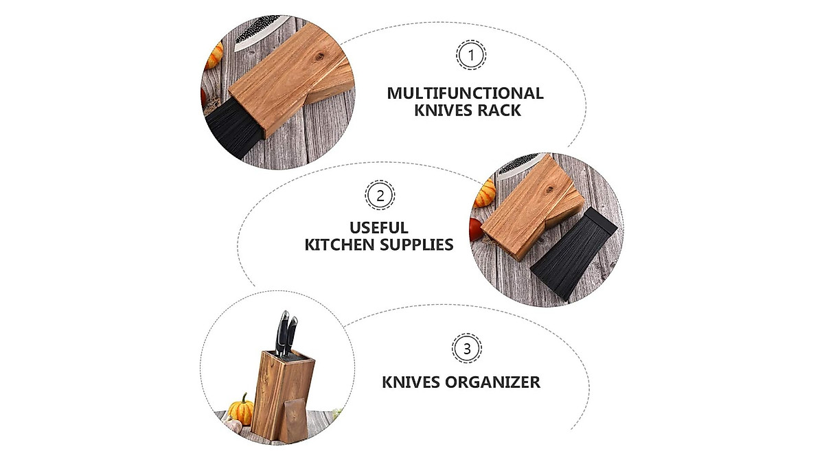 DOITOOL Wooden Knife Block & Storage Rack for Kitchen