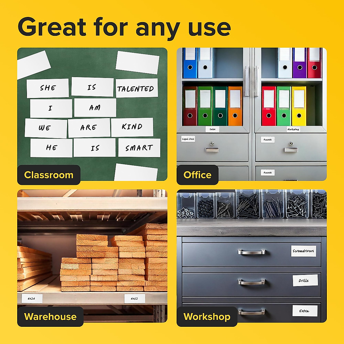 Dry Erase Magnetic Labels - Reusable Sticky Notes - Magnetic Notepads for Refrigerator - Dry Erase Magnetic Sheets - Blank Magnet Stickers to Write On - Magnets for Whiteboard Classroom Fridge