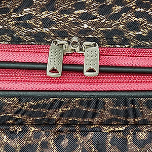 Rockland Fashion Softside Upright Luggage Set, Expandable,Lightweight,Telescopic Handle,Wheel, Pink Leopard, 2-Piece (14/19)