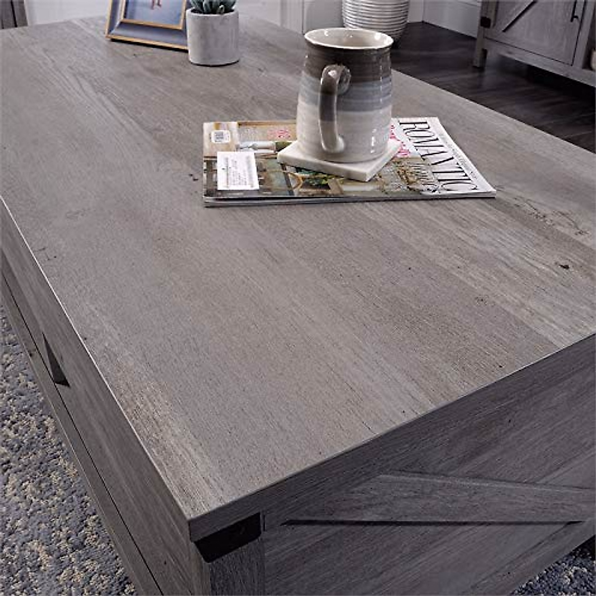 Sauder Bridge Acre Wood Lift-Top Coffee Table in Mystic Oak, Mystic Oak Finish