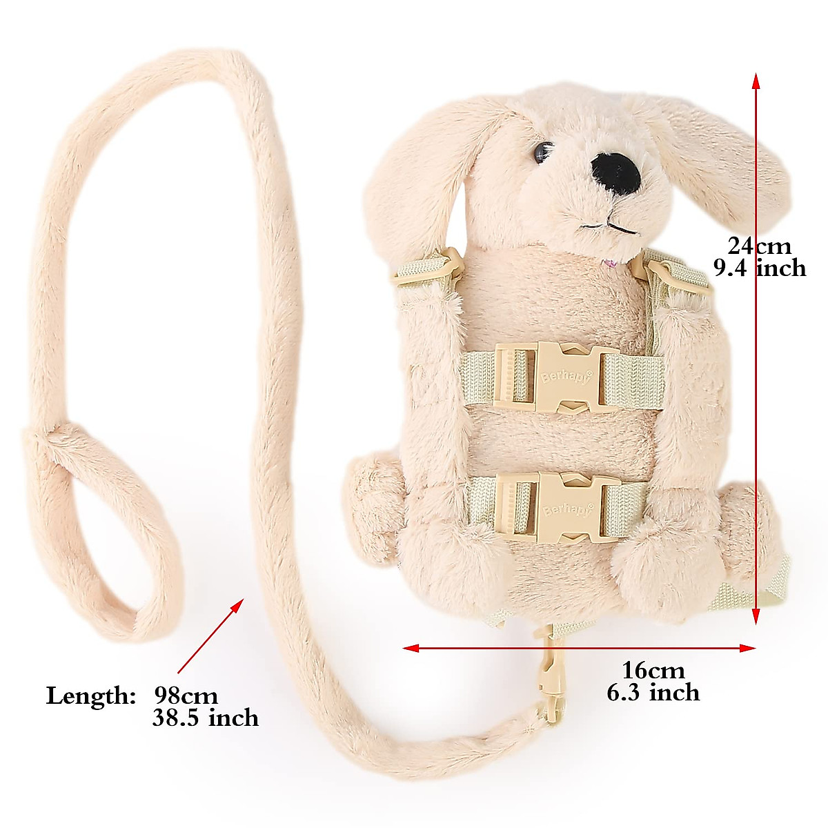 Berhapy 2 in 1 Naughty Dog Toddler Backpack Harness with Safety Leash for Children’s Walking Kids Leash for 1-3 Years Old Boys and Girls