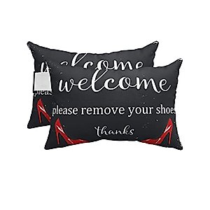 SEVENBABU Throw Pillows with Strap, Neck & Lumbar Support Pillow Oudoor Patio Pillows, Welcome Red High Heels Pillow for Recliner, Beach Chair, Office Chair, Sofa, Armchair