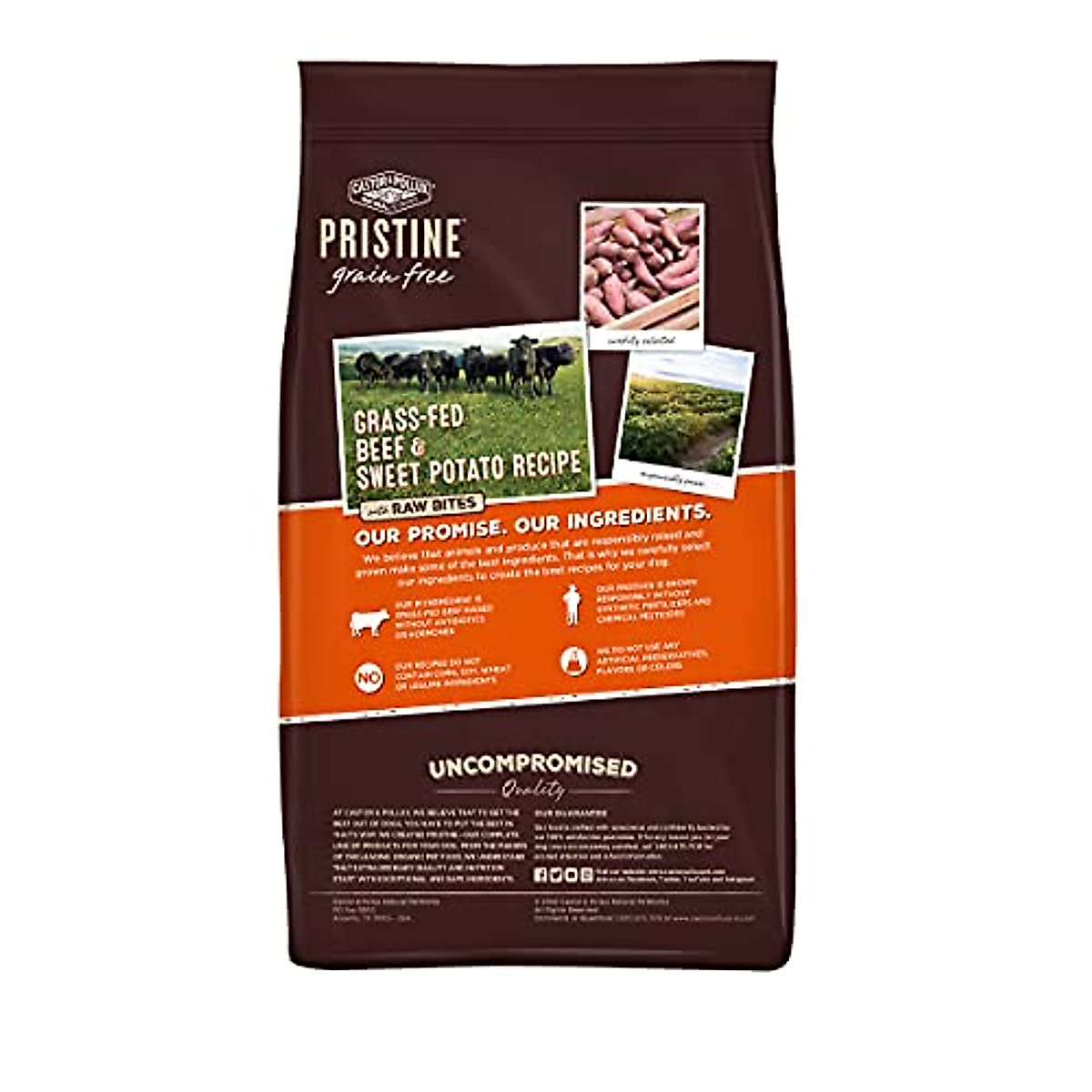 Castor & Pollux Pristine Grain Free Dry Dog Food Grass-Fed Beef & Sweet Potato Recipe with Raw Bites - 4 lb Bag