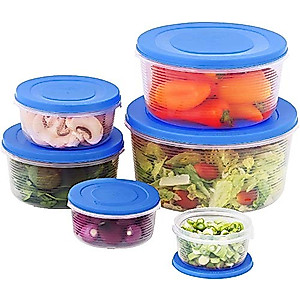 Mixing Bowl Set with Lids; Kitchen Food Storage Containers, Plastic Airtight Nesting Stackable Meal Prep 12 Piece, 6 Bowls & 6 Covers; No Spill Leakproof Lightweight - for Baking, Salad, Picnic (Blue)