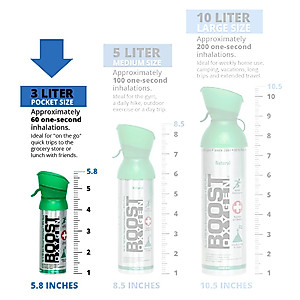 Boost Oxygen Pocket Size Natural 3L Canister | Respiratory Support for Aerobic Recovery, Altitude, Performance & Health (3 Pack)